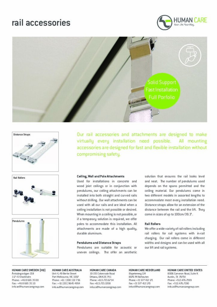 Rail System Accessories - Human care USA